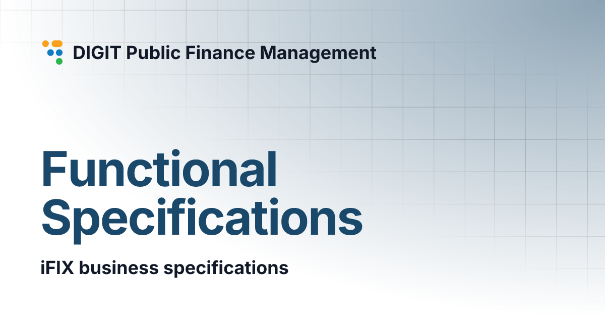 Functional Specifications | DIGIT Public Finance Management
