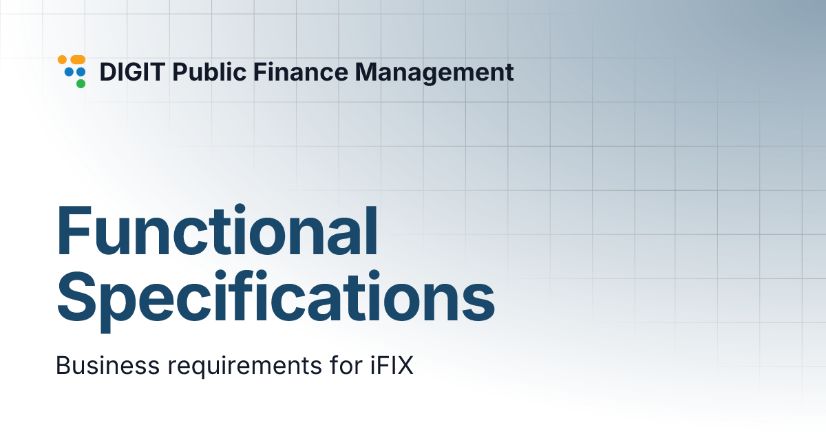 Functional Specifications | DIGIT Public Finance Management
